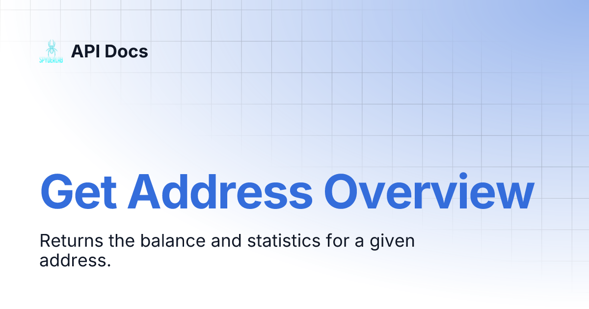 Get Address Overview | API Docs